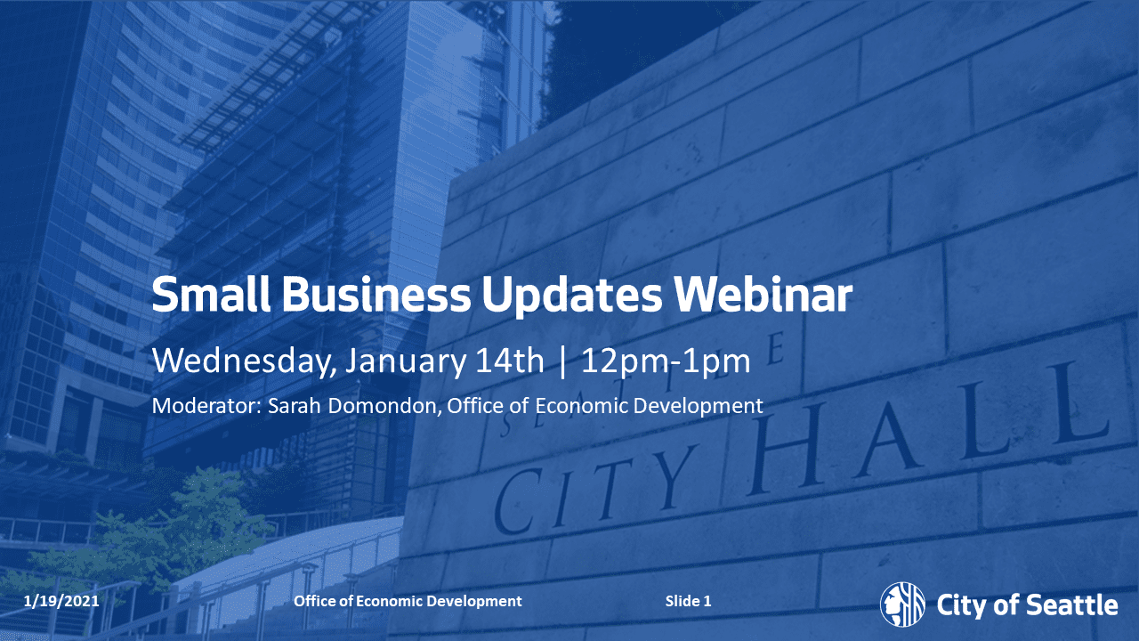Small Business Update Webinar: January 14, 2021 - Bottom Line